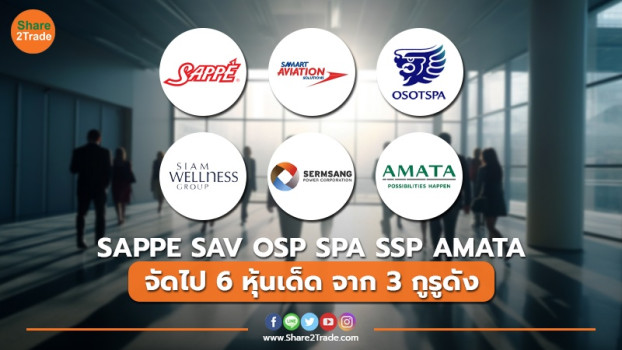 SAPPE SAV OSP SPA SSP AMATA จัดไป 6 หุ้นเด็ด จาก 3 กูรูดัง | Share2Trade